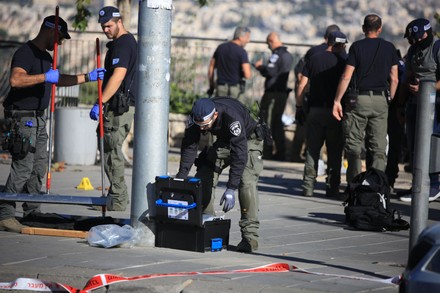 Israeli Police Inspect Scene Explosion Bus Editorial Stock Photo ...