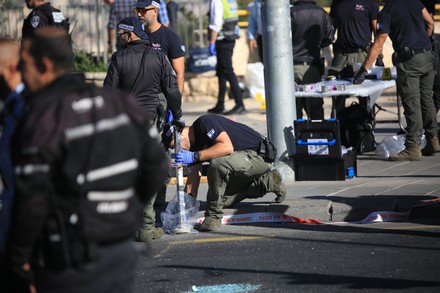 Israeli Police Inspect Scene Explosion Bus Editorial Stock Photo ...