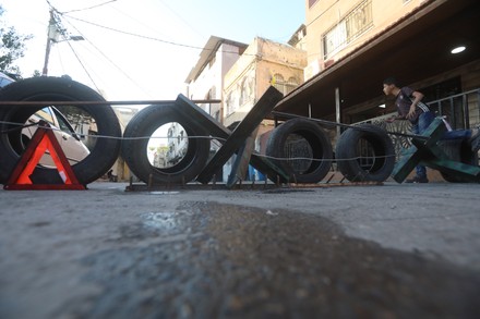 Barricade Blocks Main Street Jenin Refugee Editorial Stock Photo ...