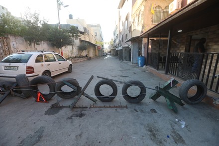 Barricade Blocks Main Street Jenin Refugee Editorial Stock Photo ...