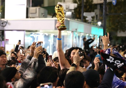 Japanese Football Fans Celebrate Japans Victory Editorial Stock Photo ...