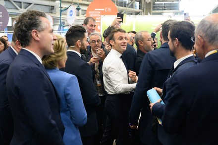 French President Emmanuel Macron During 104th Editorial Stock Photo ...
