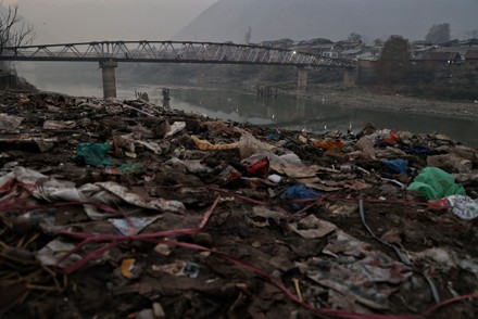 People Walk Over Bridge Garbage Filled Editorial Stock Photo - Stock ...