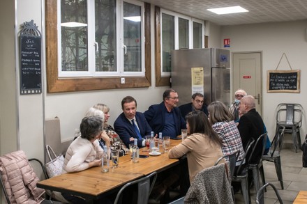 Nicolas Dupontaignan His Supporters Brasserie Le Editorial Stock Photo ...