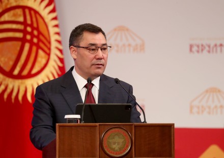 Kyrgyzstans President Sadyr Japarov Delivers Speech Editorial Stock ...