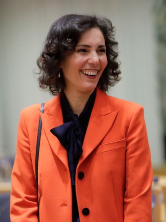 Belgiums Foreign Minister Hadja Lahbib Reacts Editorial Stock Photo ...