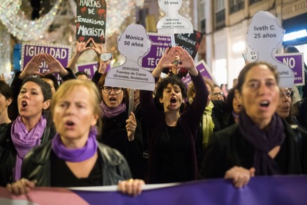 Protesters Shout Slogans Make Feminist Symbols Editorial Stock Photo ...