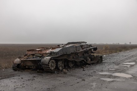 Destroyed Armoured Military Vehicle On Side Editorial Stock Photo ...
