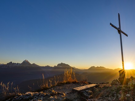 Rauher Kopf Summit Cross Sunset Background Editorial Stock Photo ...