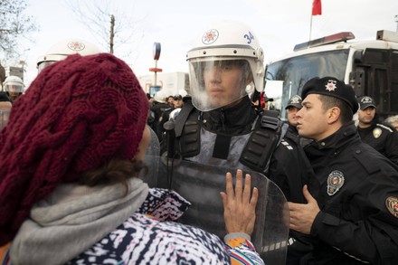 Demonstrator Confronts Security Forces During Protest Editorial Stock ...
