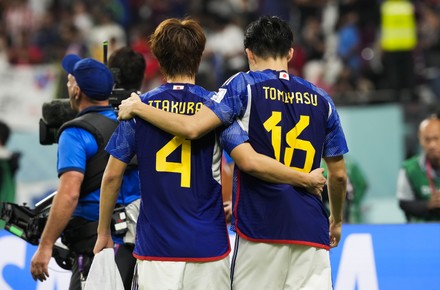 Ko Itakura Takehiro Tomiyasu Japan Embrace Editorial Stock Photo ...