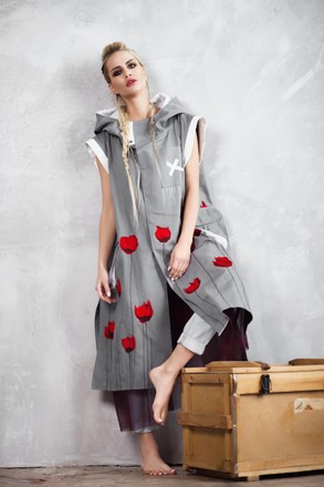 Creative Unusual Blond Girl Designer Clothes Editorial Stock Photo ...