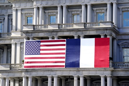 Us French Flags Installed On Eisenhower Editorial Stock Photo - Stock ...