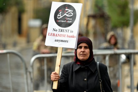 Bank Customer Holds Placard During Protest Editorial Stock Photo ...