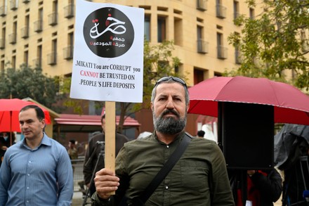 Bank Customer Holds Placard During Protest Editorial Stock Photo ...
