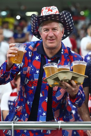 Usa Fan Looks On Holding Tray Editorial Stock Photo - Stock Image ...