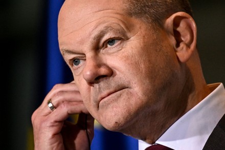 German Chancellor Olaf Scholz Attends Press Editorial Stock Photo ...