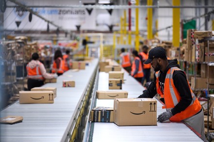 Packages On Conveyor Belts Amazon Delivery Editorial Stock Photo ...