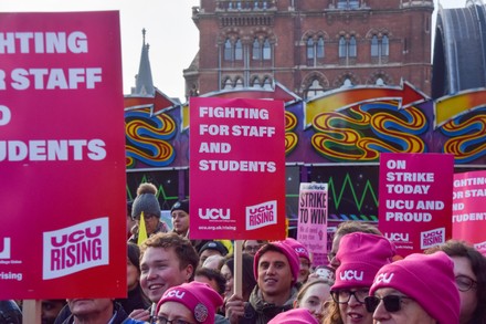 Protesters Hold Ucu Strike Placards During Editorial Stock Photo ...