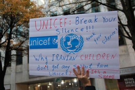 Sign Seen During Protest Outside Unicef Editorial Stock Photo - Stock ...