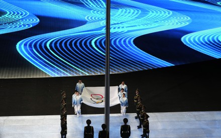 Olympic Flag Raised During Olympic Opening Editorial Stock Photo ...