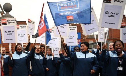 Nhs Domestic Cleaners Hold Placards During Editorial Stock Photo ...