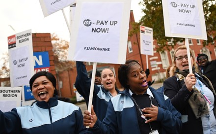 Nhs Domestic Cleaners Hold Placards During Editorial Stock Photo ...