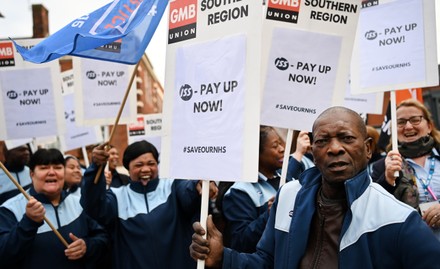 Nhs Domestic Cleaners Hold Placards During Editorial Stock Photo ...