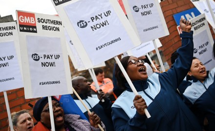 Nhs Domestic Cleaners Hold Placards During Editorial Stock Photo ...