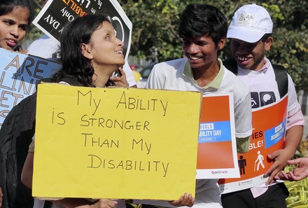 People Disabilities Hold Placards During Campaign Editorial Stock Photo ...