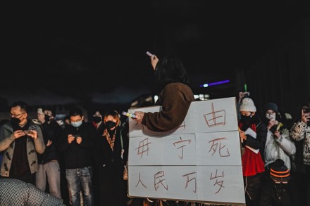 Protester Seen Holding Urumqi Middle Road Editorial Stock Photo - Stock ...
