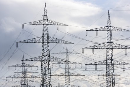 Highvoltage Pylons Overhead Lines Power Lines Editorial Stock Photo ...