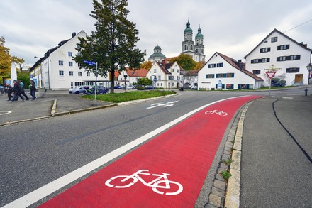 Red Cycle Path Kempten Allgaeu Bavaria Editorial Stock Photo - Stock ...