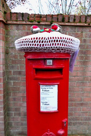 Christmas Post Box Toper Crocheted Robins Editorial Stock Photo - Stock ...