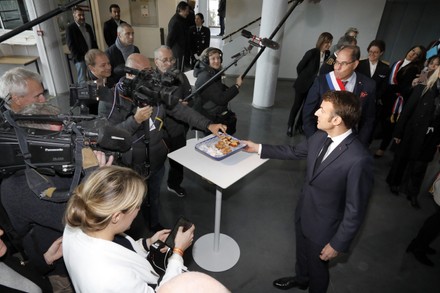 French President Emmanuel Macron Meet Students Editorial Stock Photo ...