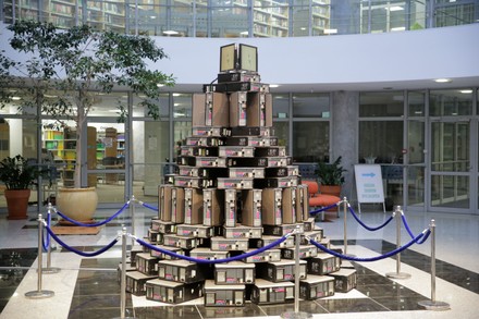 Zero Waste Christmas Tree Built By Editorial Stock Photo - Stock Image ...