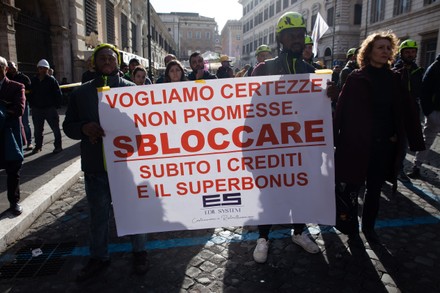 Protest Construction Sector Piazza Santi Apostoli Editorial Stock Photo ...