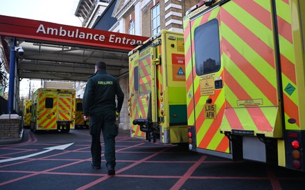 Nhs Ambulances Staff Outside Hospital London Editorial Stock Photo ...