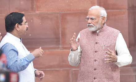 Prime Minister Narendra Modi Talking Parliamentary Editorial Stock ...