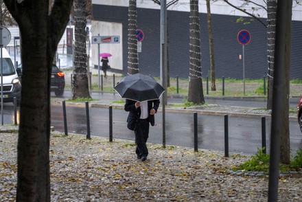 Man Using Umbrella Seen Walking Streets Editorial Stock Photo - Stock ...