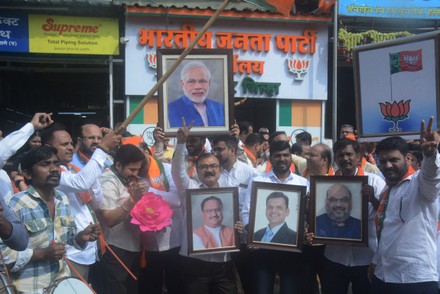 Bjp Workers Celebrate Their Partys Victory Editorial Stock Photo ...