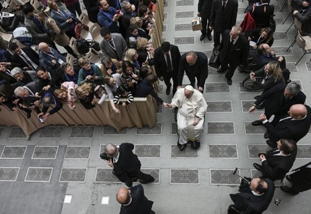 Pope Francis Using Cane Walks During Editorial Stock Photo - Stock ...