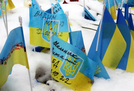 Miniature Flags Ukraine Bearing Noms De Editorial Stock Photo - Stock ...