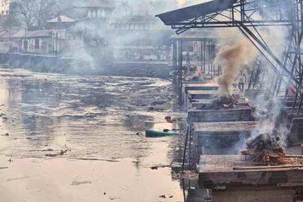 Funeral Pyres Along Bank Bagmati River Editorial Stock Photo - Stock ...