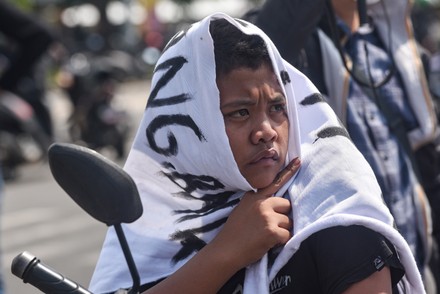 Young Demonstrator Seen Covered Protest Banner Editorial Stock Photo ...