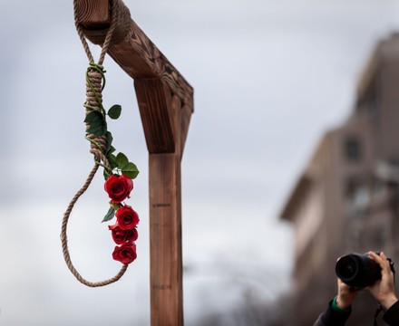 Person Takes Photo Roses On Gallows Editorial Stock Photo - Stock Image ...