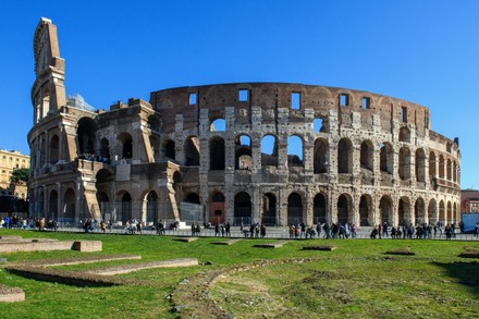 Historic Colosseum Foreground Left Foundations Ancient Editorial Stock ...