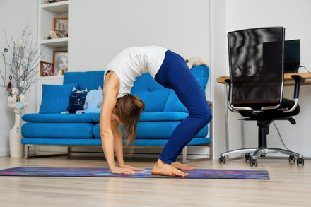 Close Doing Yoga Arm Balance Exercise Editorial Stock Photo - Stock ...