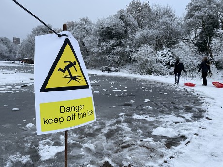 Danger Keep Off Ice Sign Seen Editorial Stock Photo - Stock Image ...