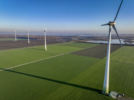 Flevopolder Windmills Landscape Flevoland Windmills Mills Editorial ...